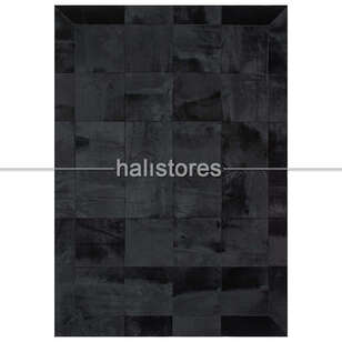 Siyah Deri Patchwork Halı - Halı Stores